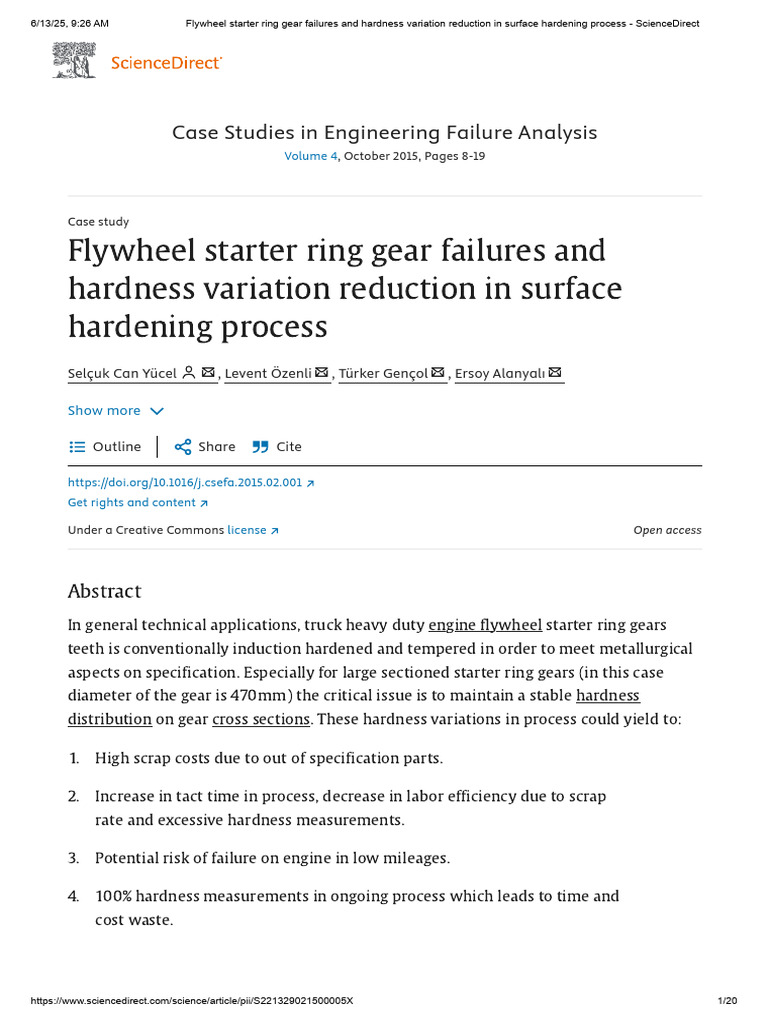 Flywheel Starter Ring Gear Failures and Hardness Variation Reduction in ...