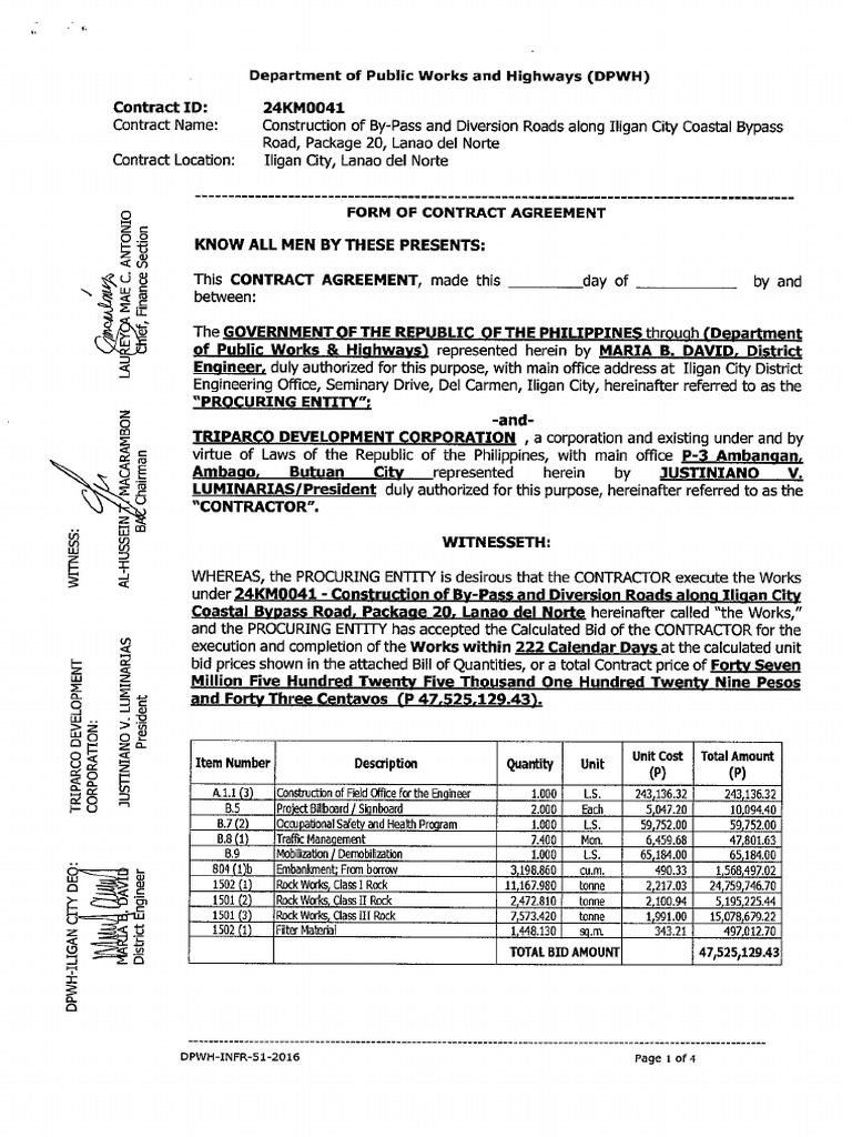 Contract of Agreement 24km0041 | PDF