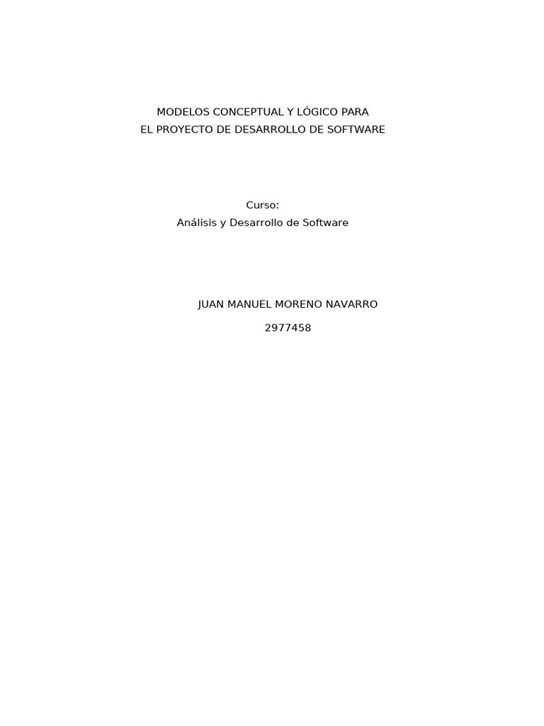 Modelos Conceptual y Lógico para El Proyecto Desarrollo de Software GA4-220501095-AA1-EV02. | PDF