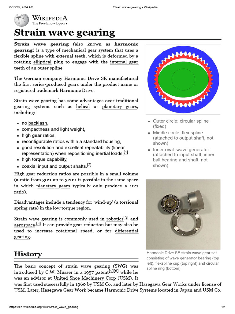Strain Wave Gearing Overview | PDF | Motion (Physics) | Mechanical ...