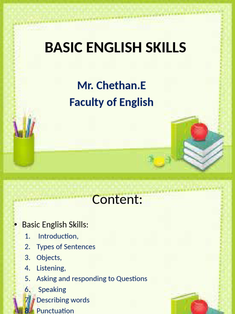 Essential Basic English Skills Guide | PDF | Question | English Grammar