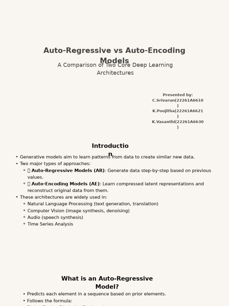 Auto-Regressive vs Auto-Encoding Models | PDF | Algorithms | Computer ...