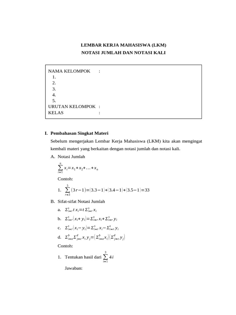 Notasi Jumlah dan Kali dalam Matematika | PDF