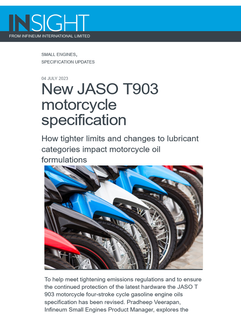 New JASO T903 Motorcycle Specification | PDF | Motor Oil | Vehicles