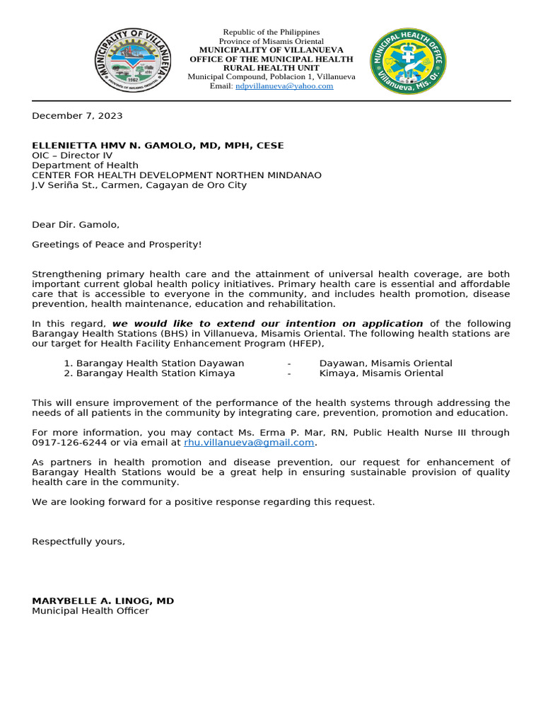 Letter of Intent - BHS | PDF