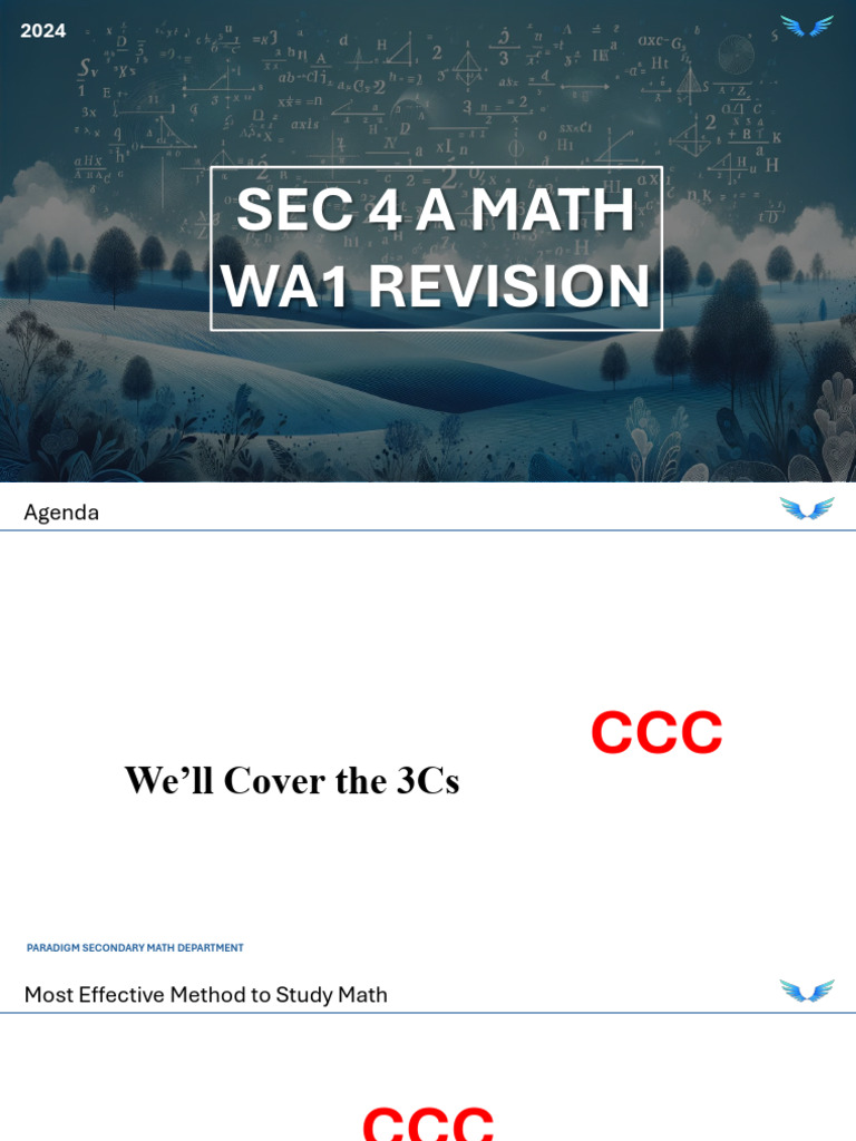 Sec 4 A Math WA1 Revision Class | PDF | Trigonometry | Elementary Geometry