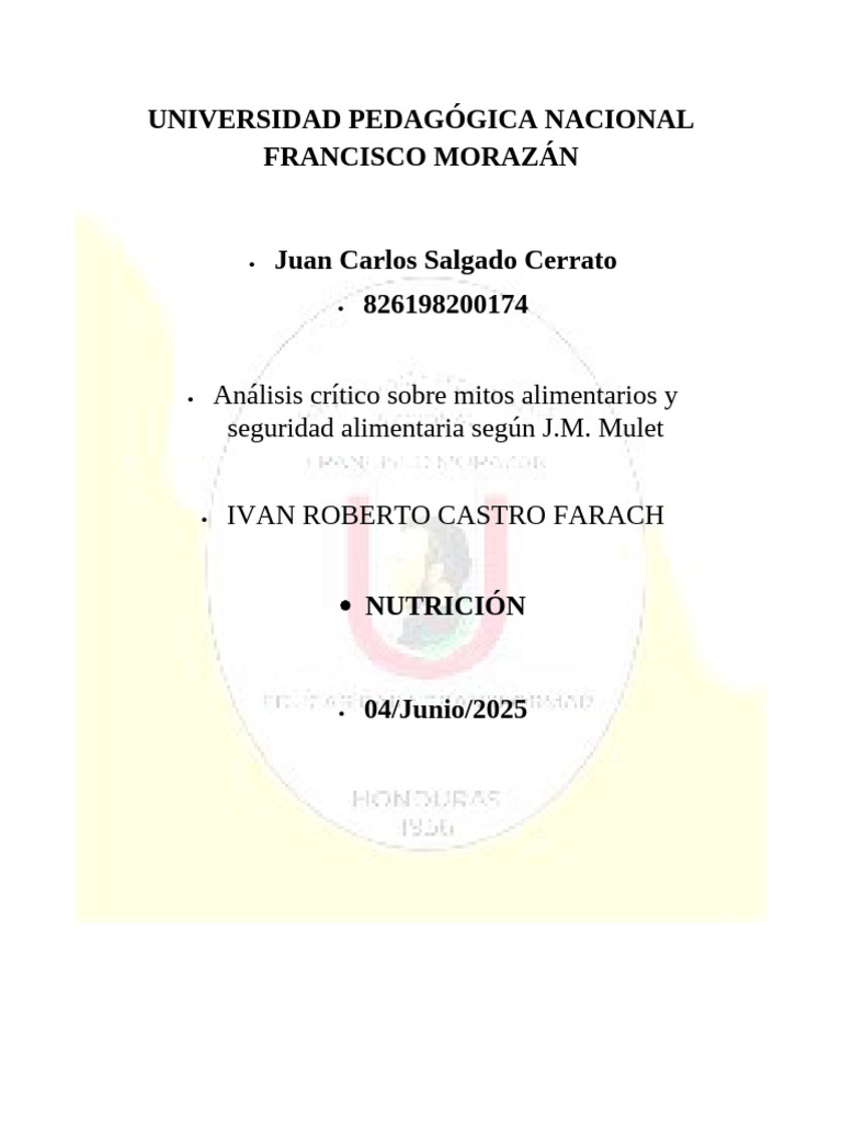 Ensayo Mitos Alimentarios JM Mulet | PDF | Alimentos | Dieta