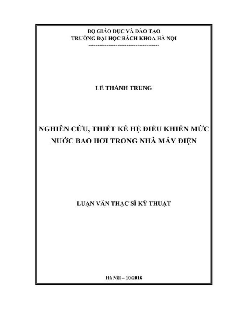 Nghien Cuu Thiet Ke He Thong Dieu Khien Muc Nuoc Bao Hoi Trong Nha May Dien | PDF