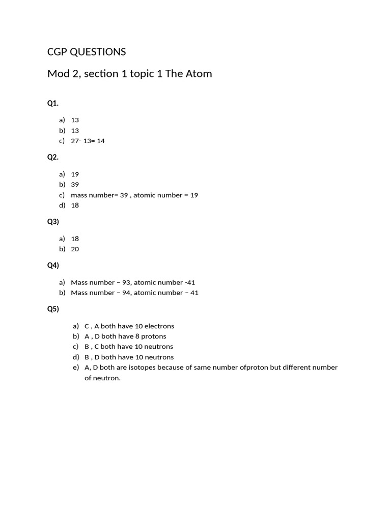 CGP Questions Mod 2 | PDF
