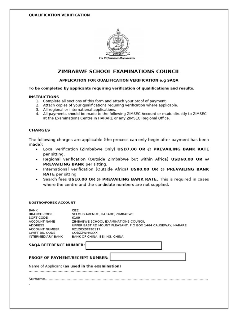 ZIMSEC Qualification Verification Process | PDF