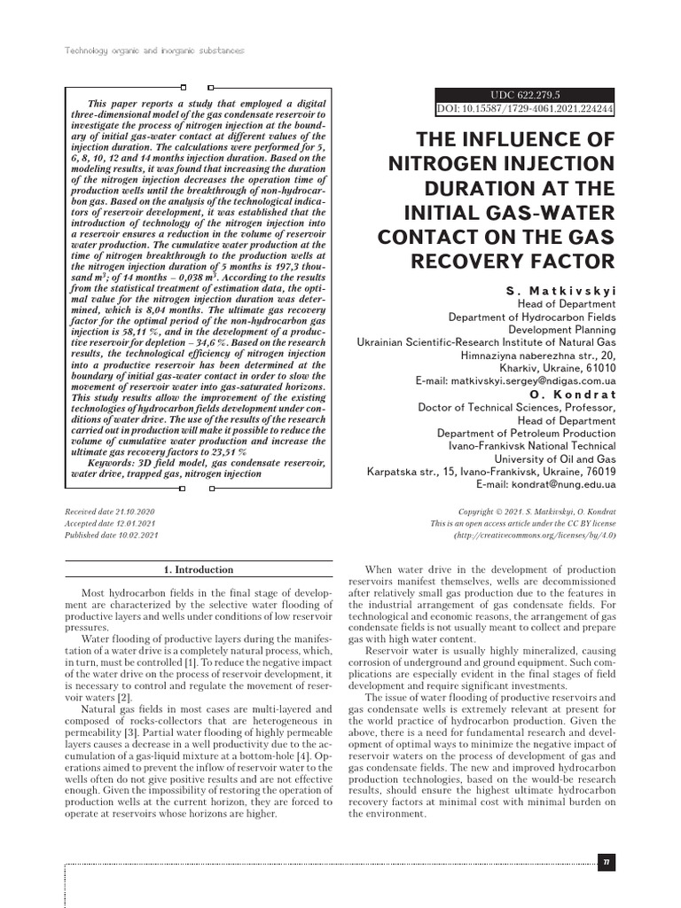The Influence of Nitrogen Injection Dura 26887b8c | PDF | Petroleum ...