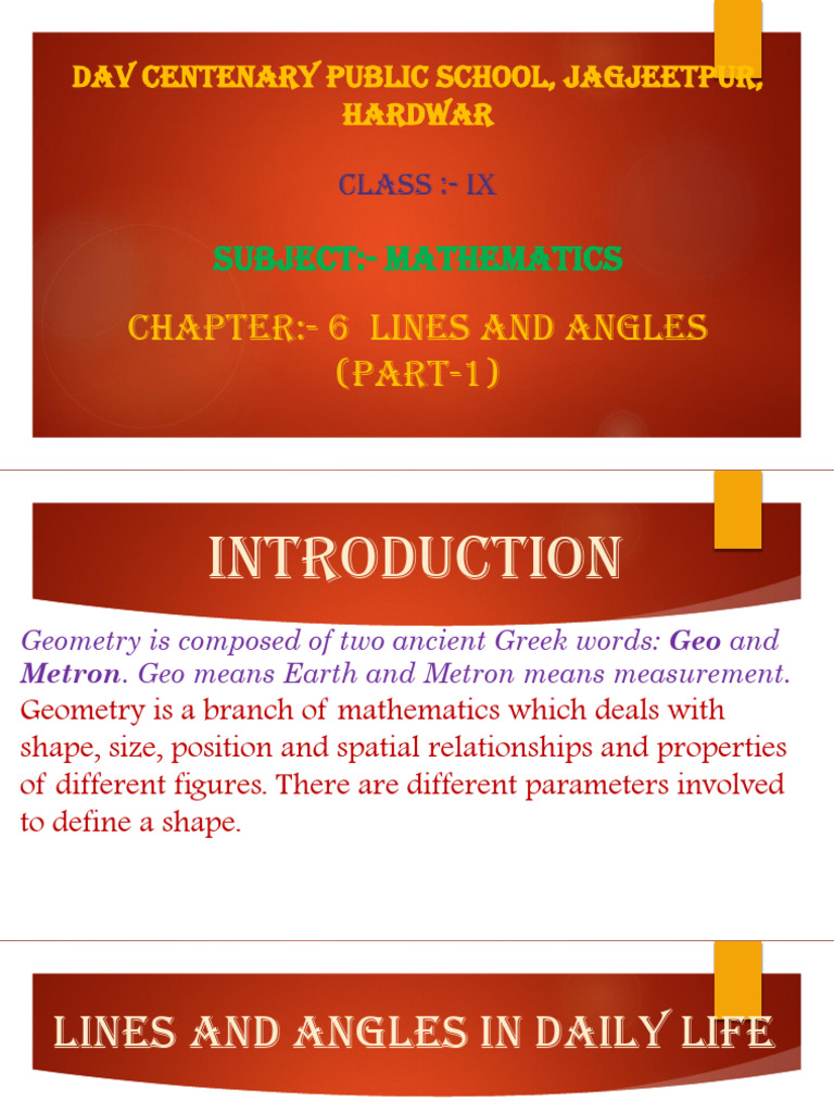 Lines and Angles in Daily Life | PDF | Angle | Line (Geometry)