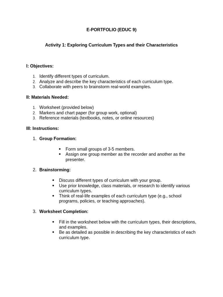 E Portfolio Educ 9 | PDF | Curriculum | Educational Assessment