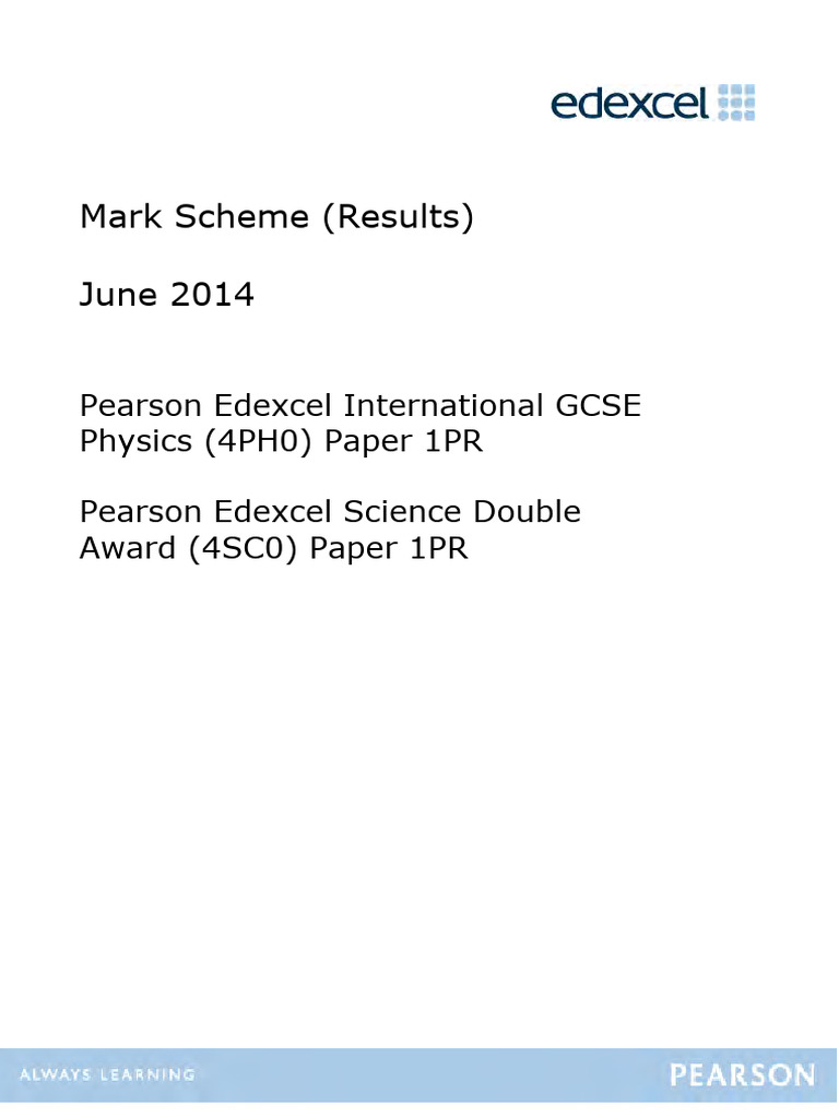 June 2014 (R) MS - Paper 1P Edexcel Physics IGCSE | PDF | Waves | Electromagnetic Radiation