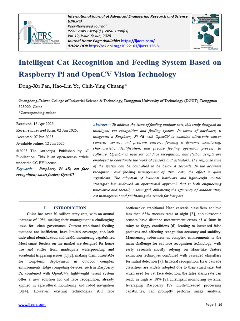 Intelligent Cat Recognition and Feeding System Based On Raspberry Pi ...