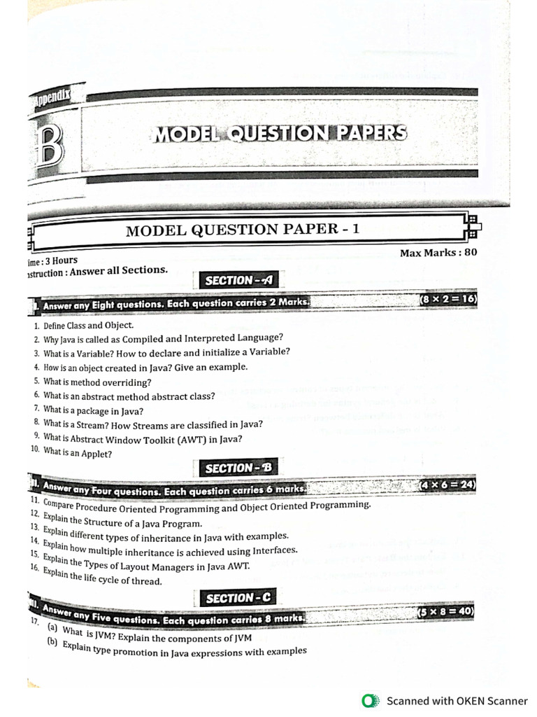 SEP JAVA Model Papers | PDF
