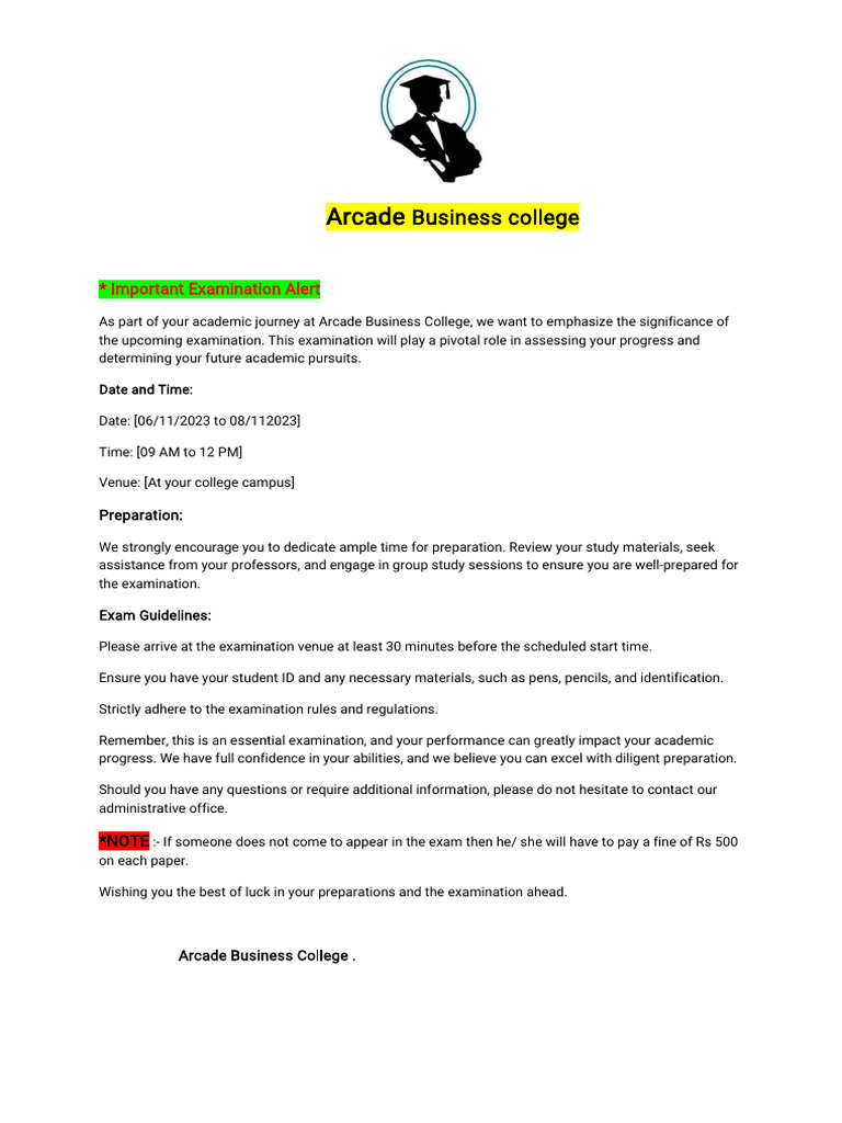 Arcade Business College | PDF