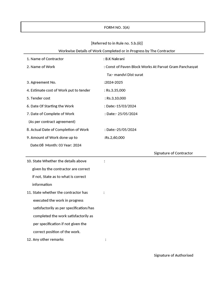 Contractor Work Progress Report | PDF