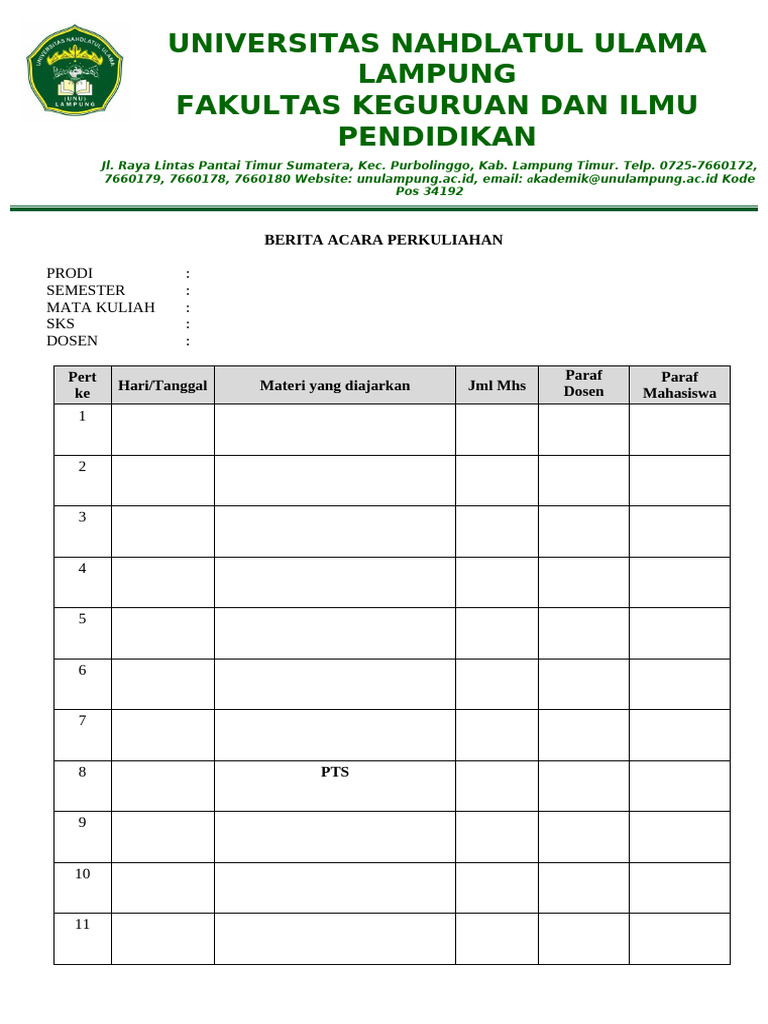 Form BAP FKIP Ganjil 2024-2025 | PDF