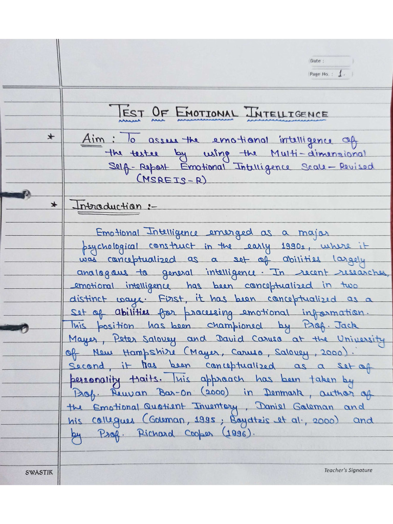 Emotional Intelligence Practical Sem2 | PDF