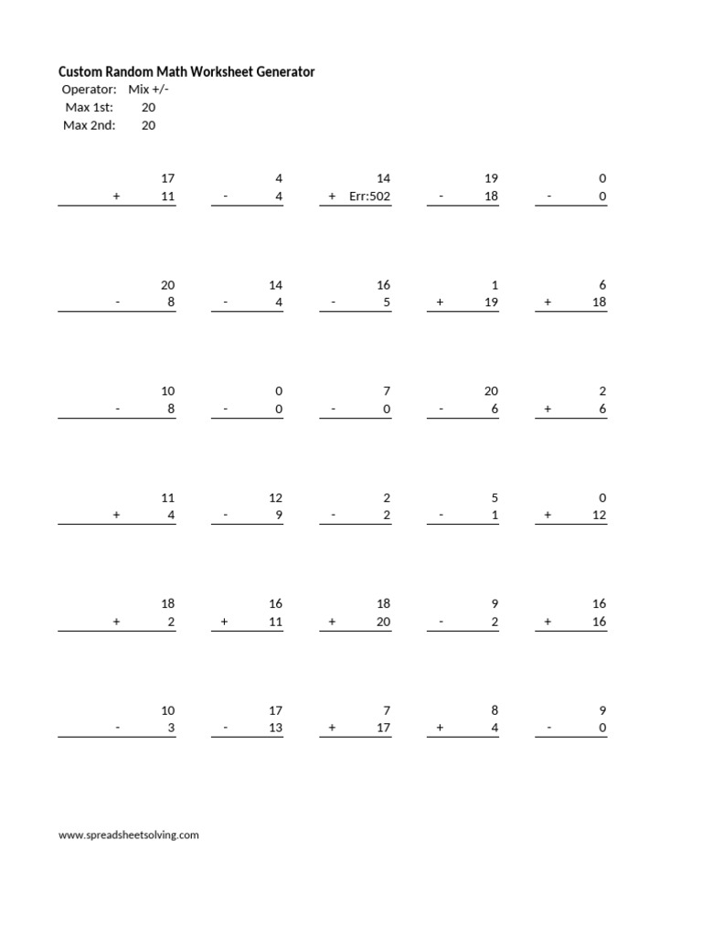 MathWorksheetGenerator HubertMod 1 | PDF