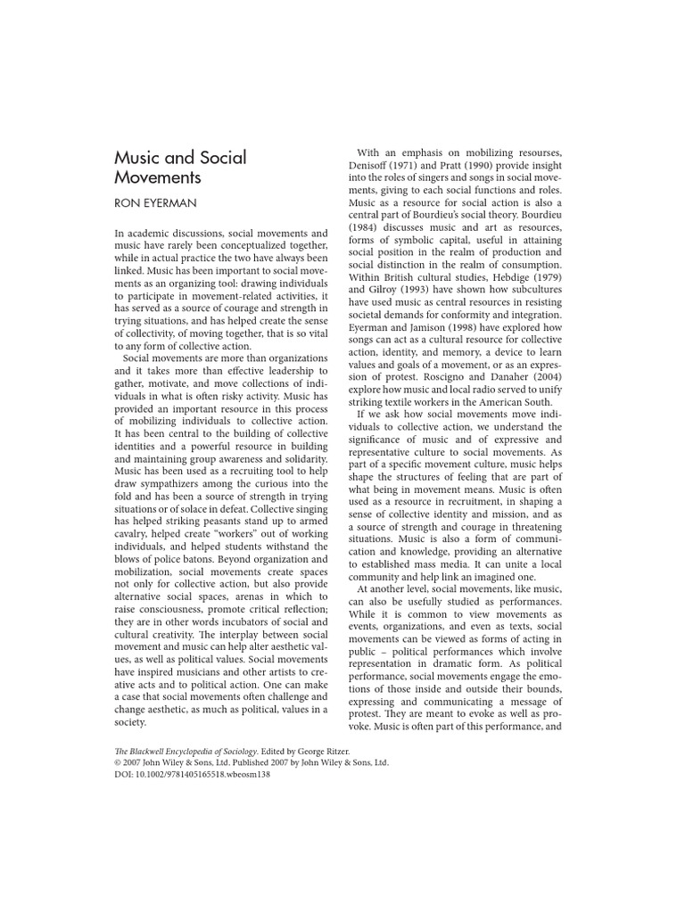 Ron Eyerman About Music and Social Change | PDF | Social Movements ...