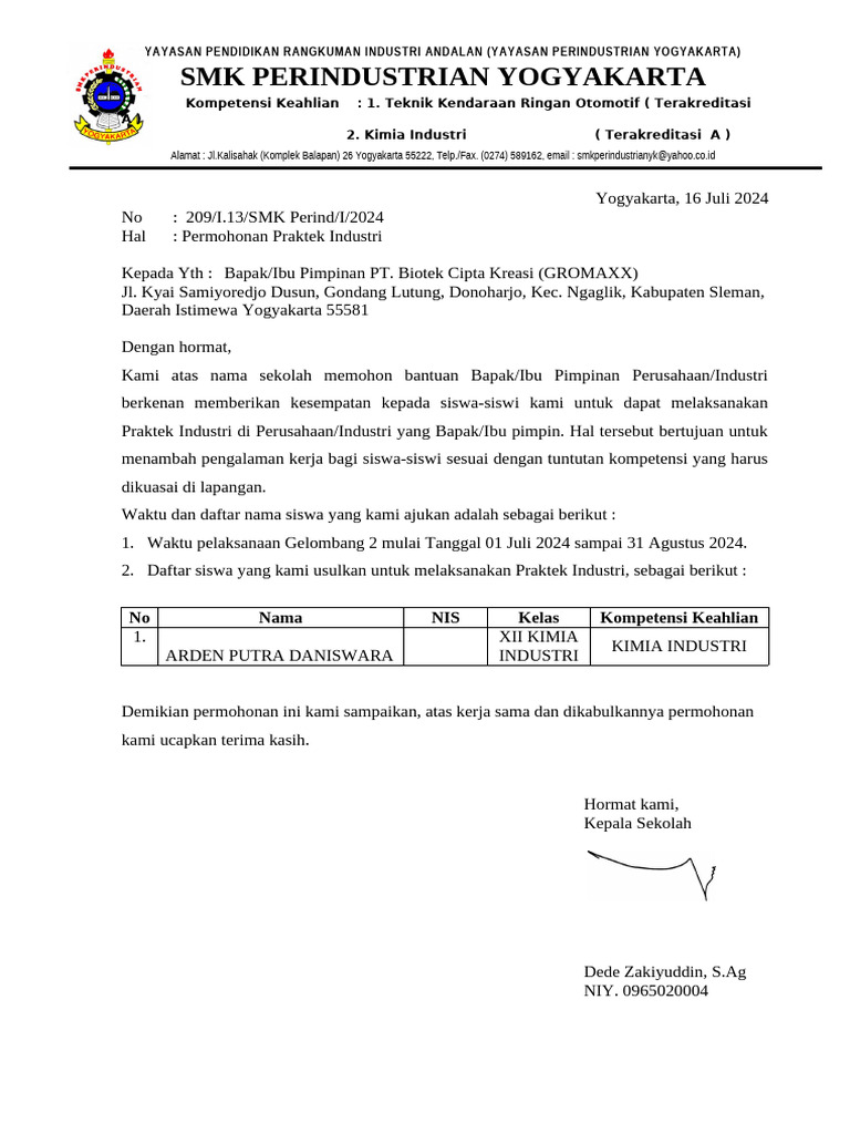 Master Surat Permohonan - PT Biotech 2024 | PDF