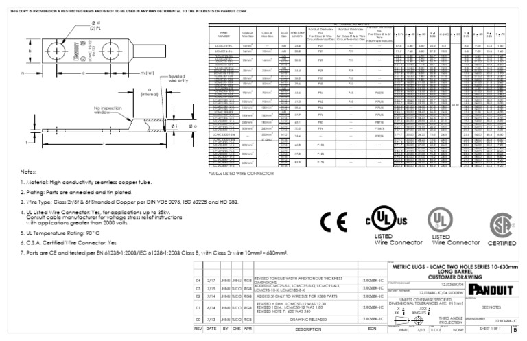 Panduit Wire Connector Specifications | PDF | Wire | Electrical Connector