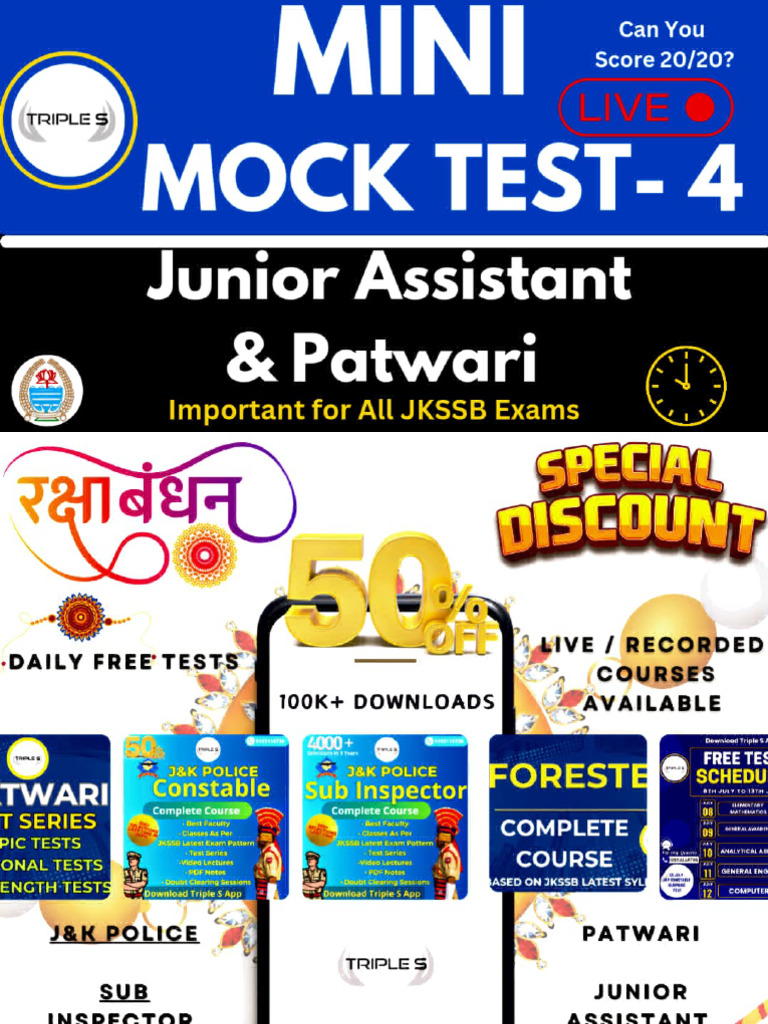 Mini Mock Test 4 Patwari and Junior Assistant | PDF | Law Enforcement ...