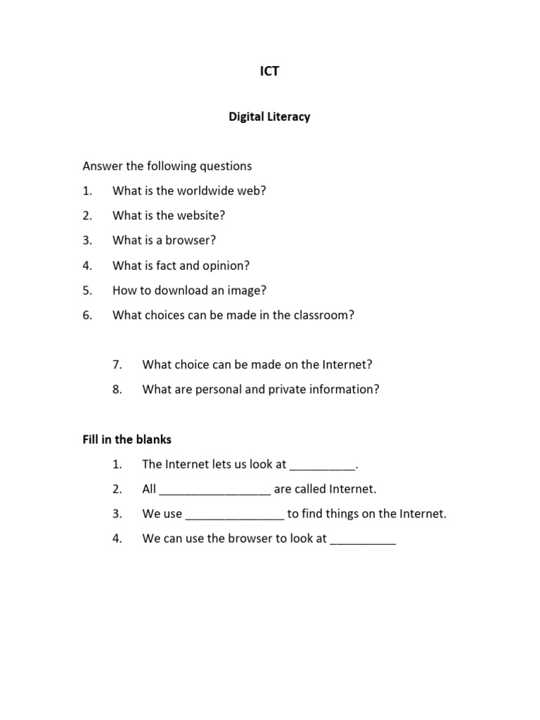 Digital Literacy Question | PDF