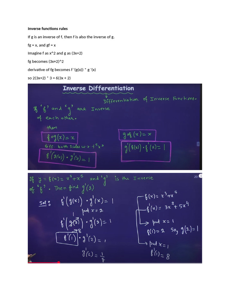 Derivatives of Inverse Functions | PDF