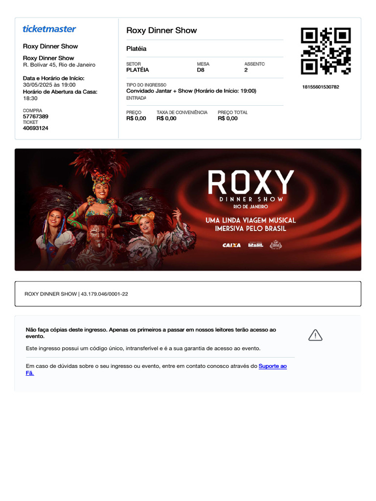 Entradas Roxy Dinner | PDF