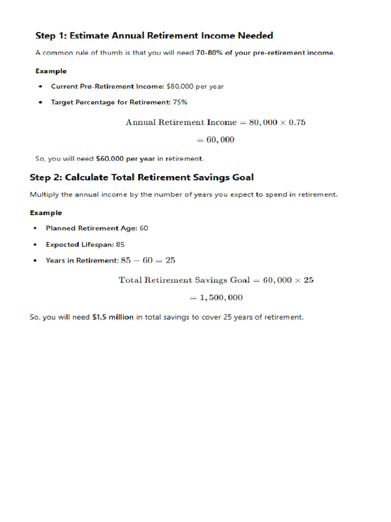 Calculation of Retirement Plan | PDF