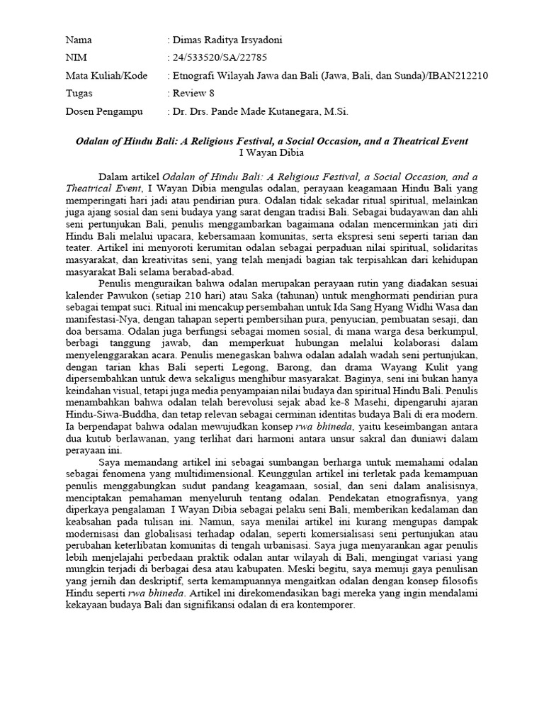 Dimas Raditya Irsyadoni - Review 8 Jabal | PDF