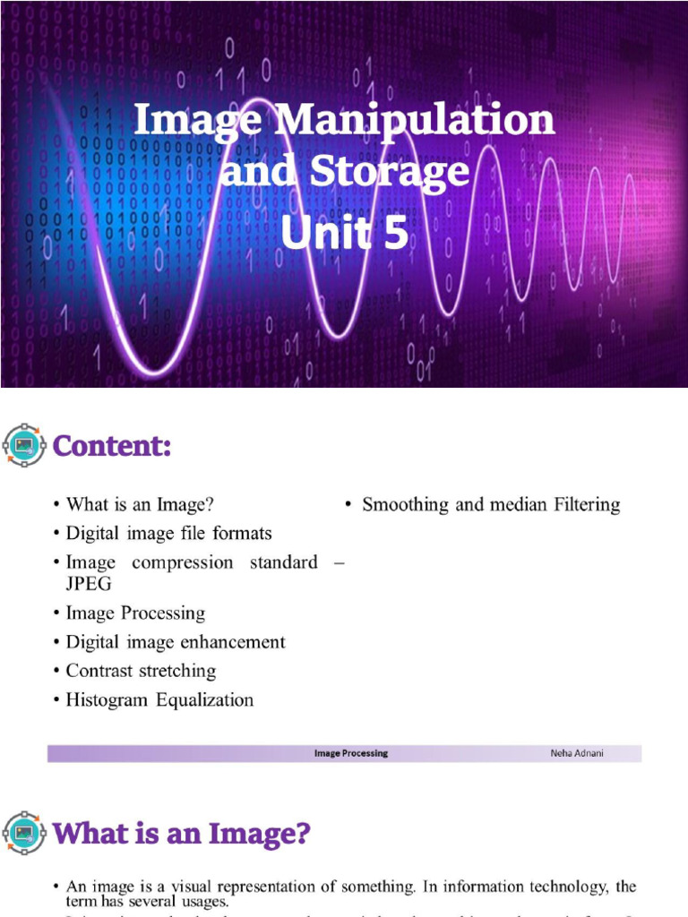 UNit 5 Chapter 11 Image Manipulation and Storage | PDF