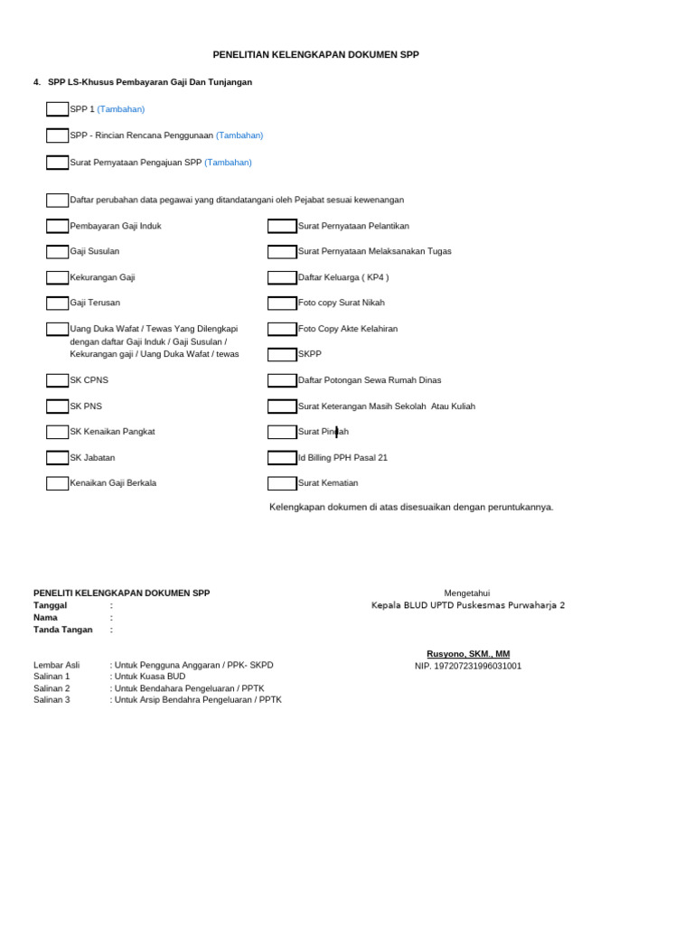 Penelitian Kelengkapan Dokumen SPP | PDF