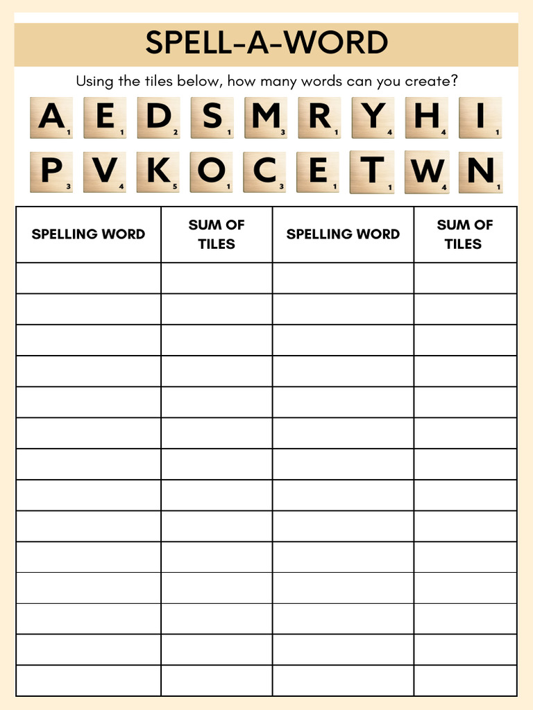 Literacy Spelling Word Game | PDF