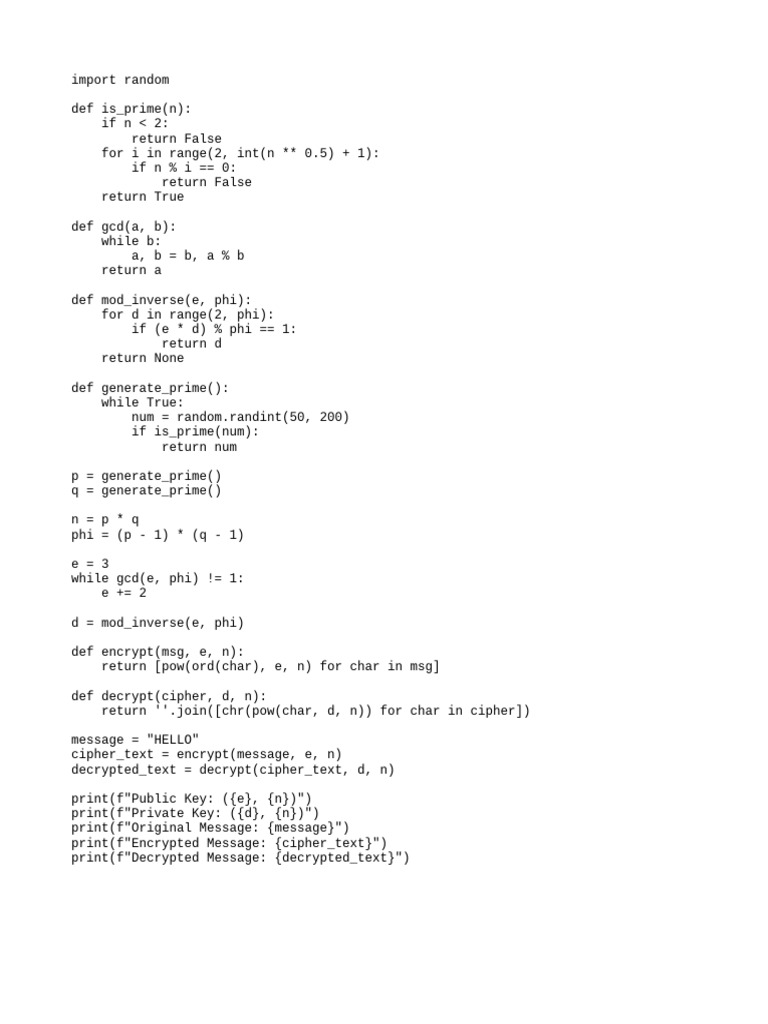 RSA Encryption and Decryption Example | PDF
