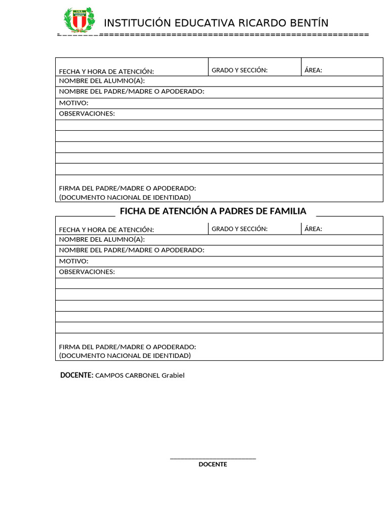 FICHA de Atención Al PPF | PDF