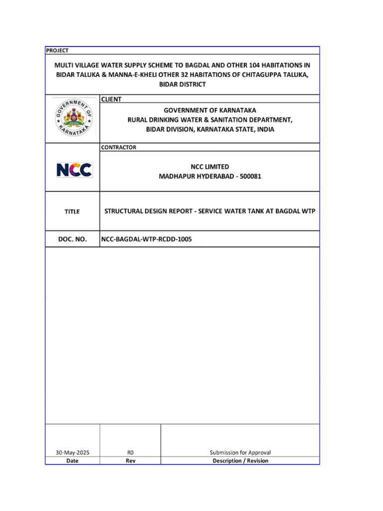 NCC Bagdal WTP RCDD 1005 R0.0 | PDF | Bending | Stress (Mechanics)