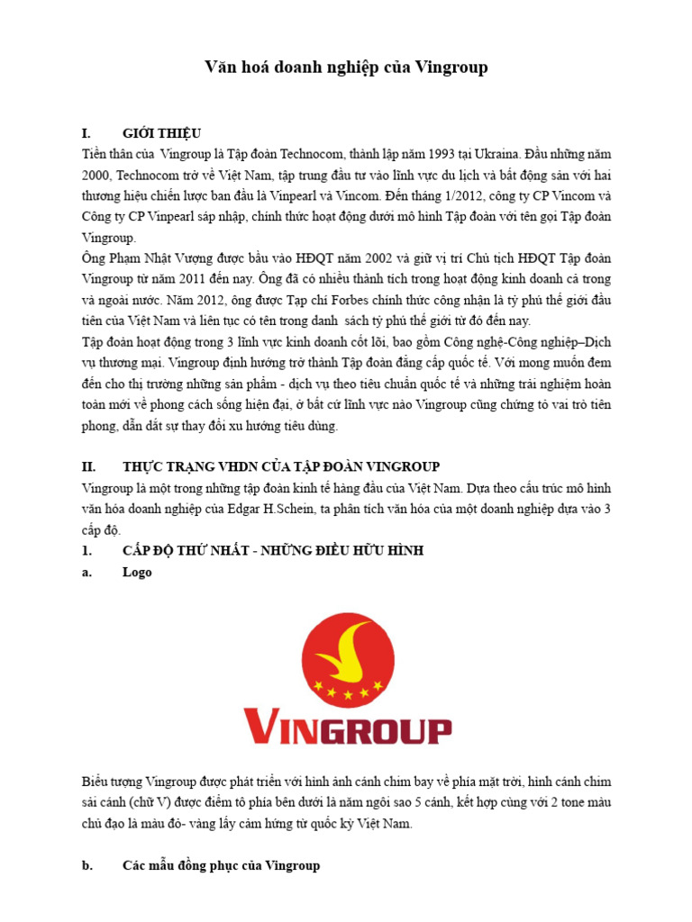 Văn Hoá Doanh Nghiệp Của Vingroup | PDF