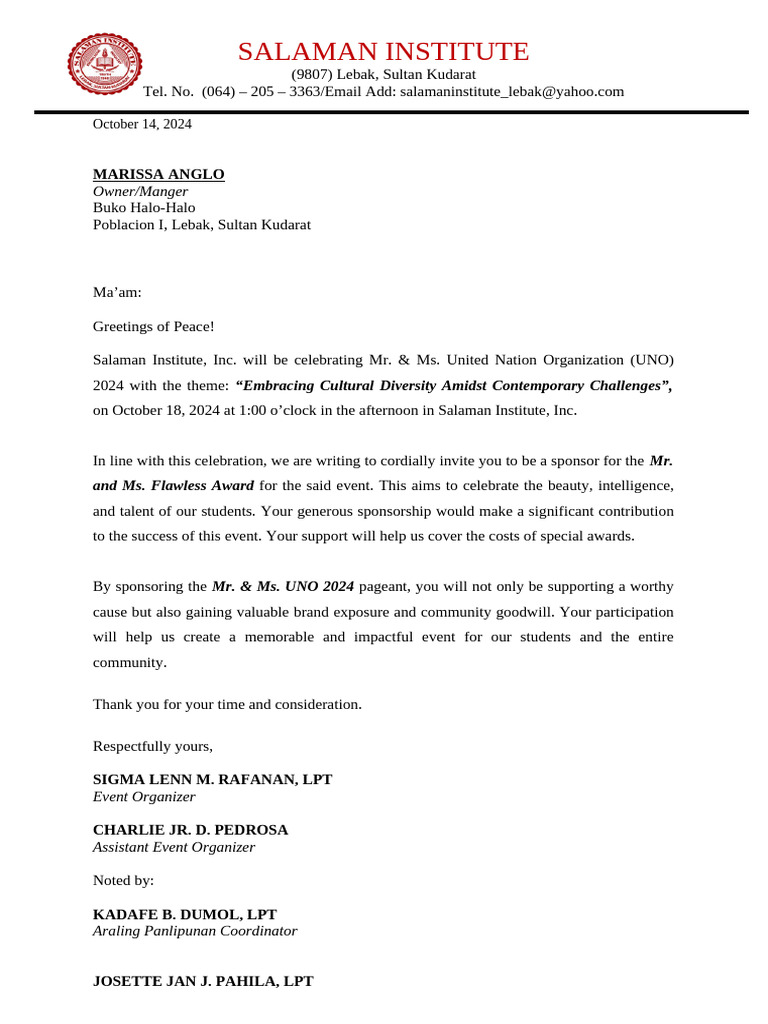 Invitation For The Judges | PDF