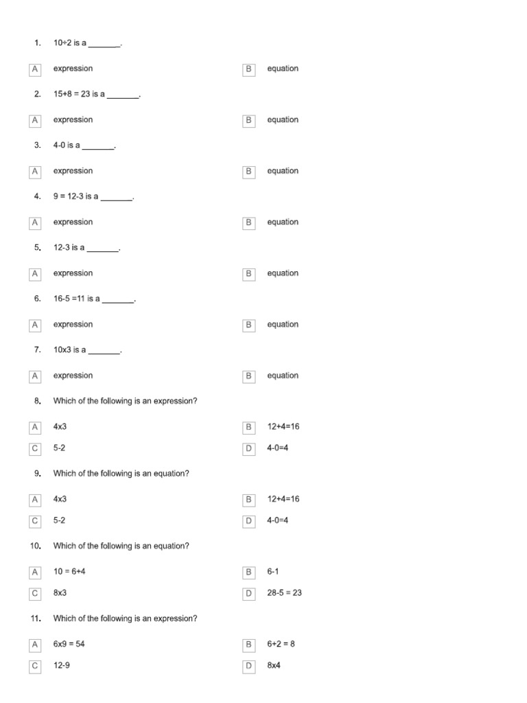 Expression Vs Equations | PDF