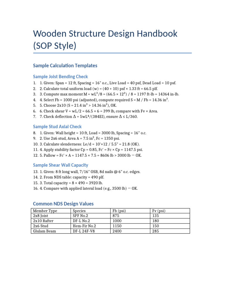 Wood Structure Design SOP Handbook Final | PDF