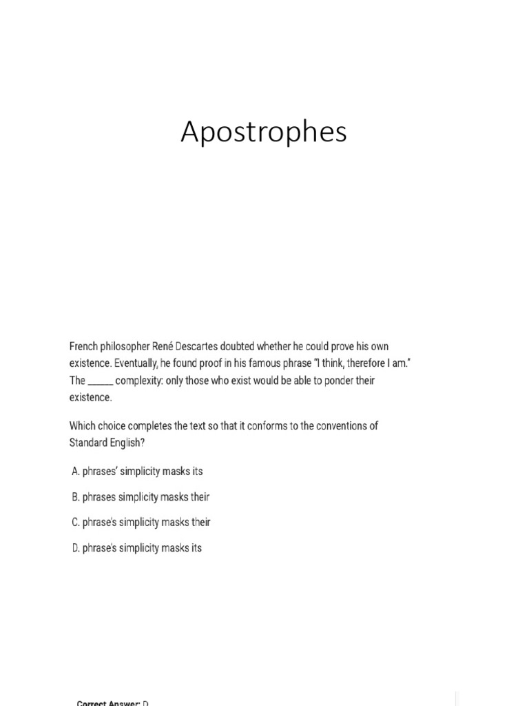 Apostrophes Practice + Answers | PDF