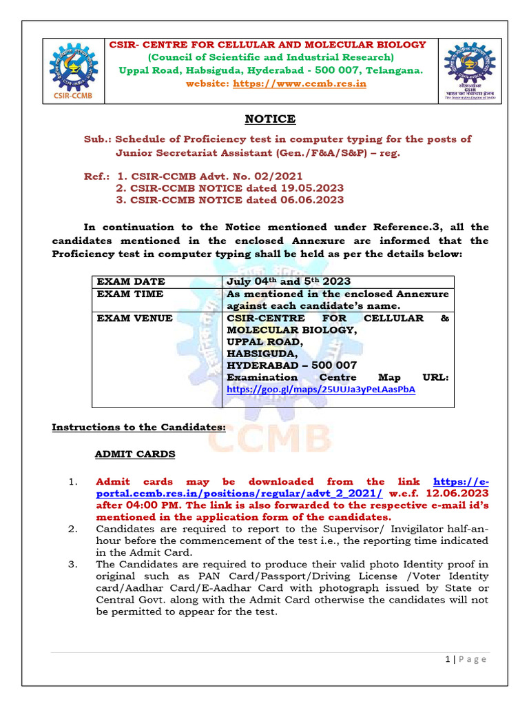 Notif 2 2021 Proficiency Test Schedule 09-06-2023 (1) | PDF | Text