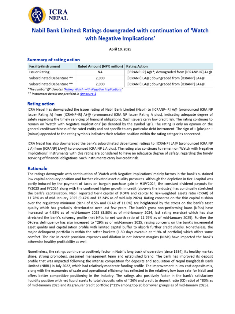 A.1090 Nabil Bank Limited Review of Ratings Surveillance April 2025 ...