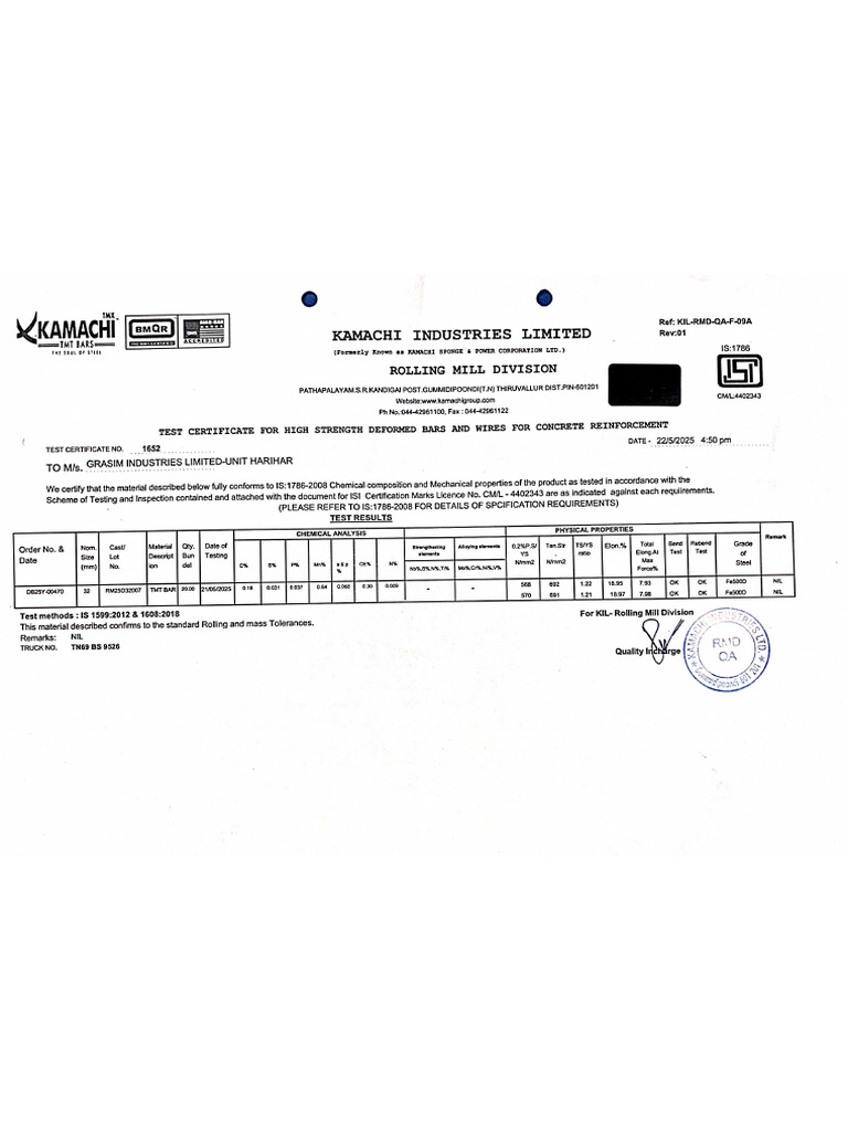 Grasim Industries MTC | PDF