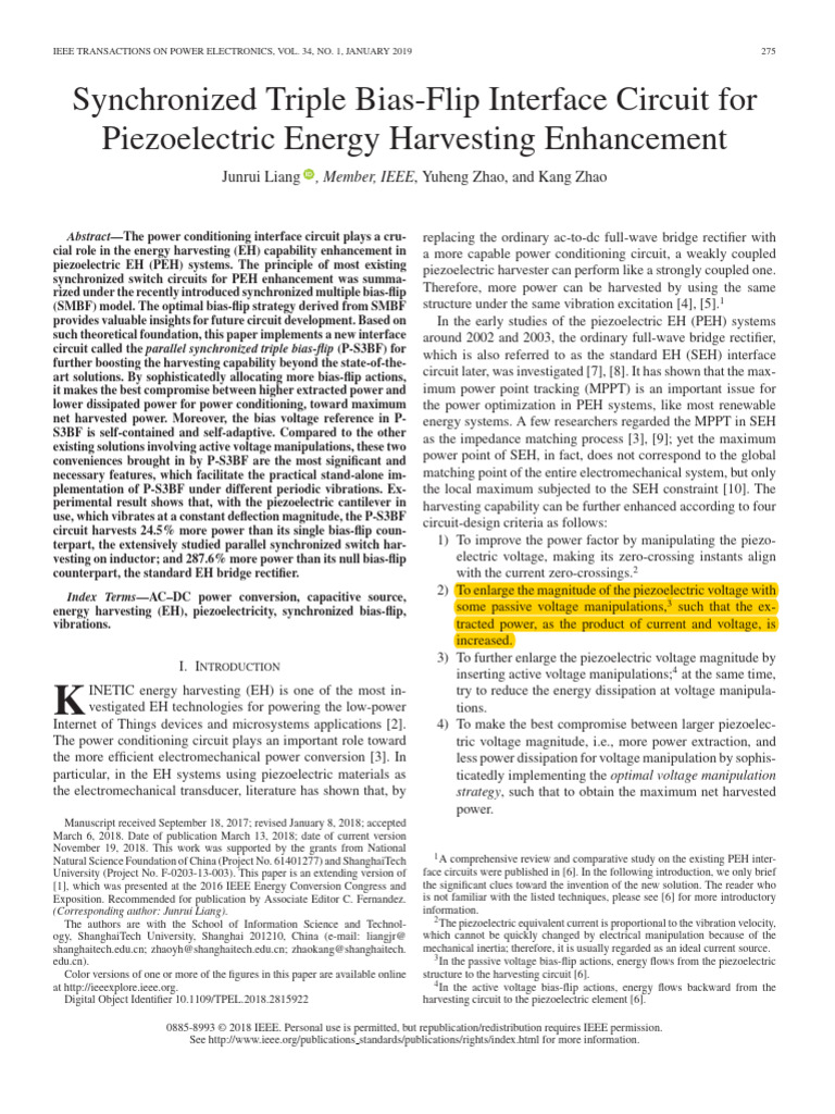 Synchronized Triple Bias-Flip Interface Circuit For Piezoelectric ...