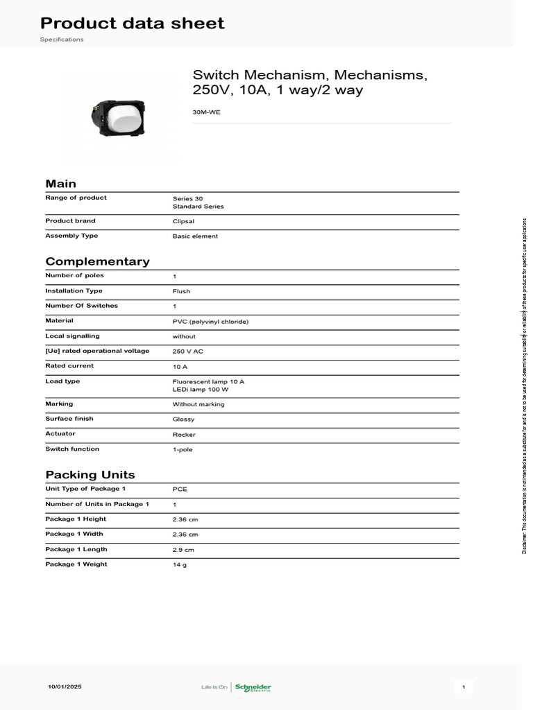 Schneider Electric Clipsal-Mechanisms 30M-WE | PDF | Electrical ...